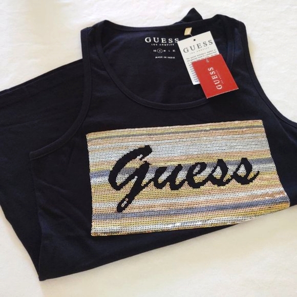 Guess | Tops | Nwt Guess Brand Guess Logo Black Tankstyled Top | Poshmark